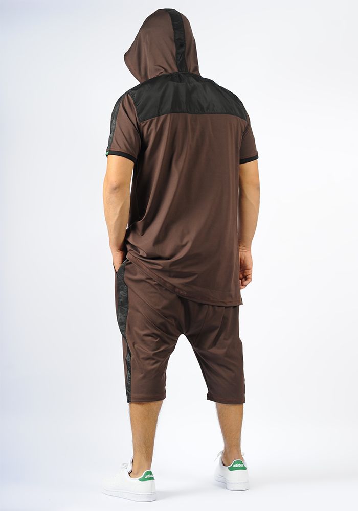 Ensemble d'été SAYF bi-matière (marron)